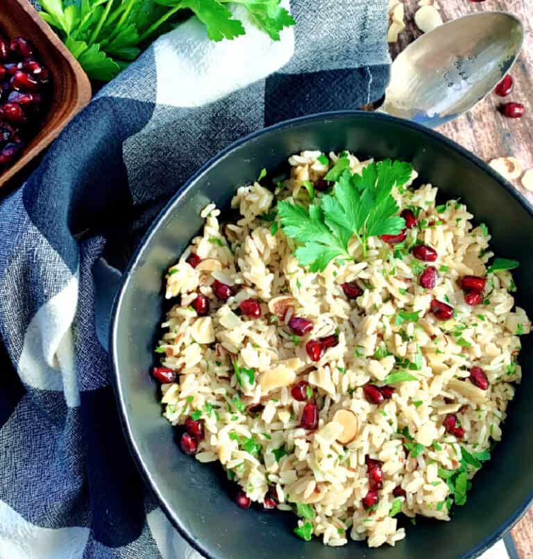Christmas Rice - festive side with pomegranate arils - A Gouda Life