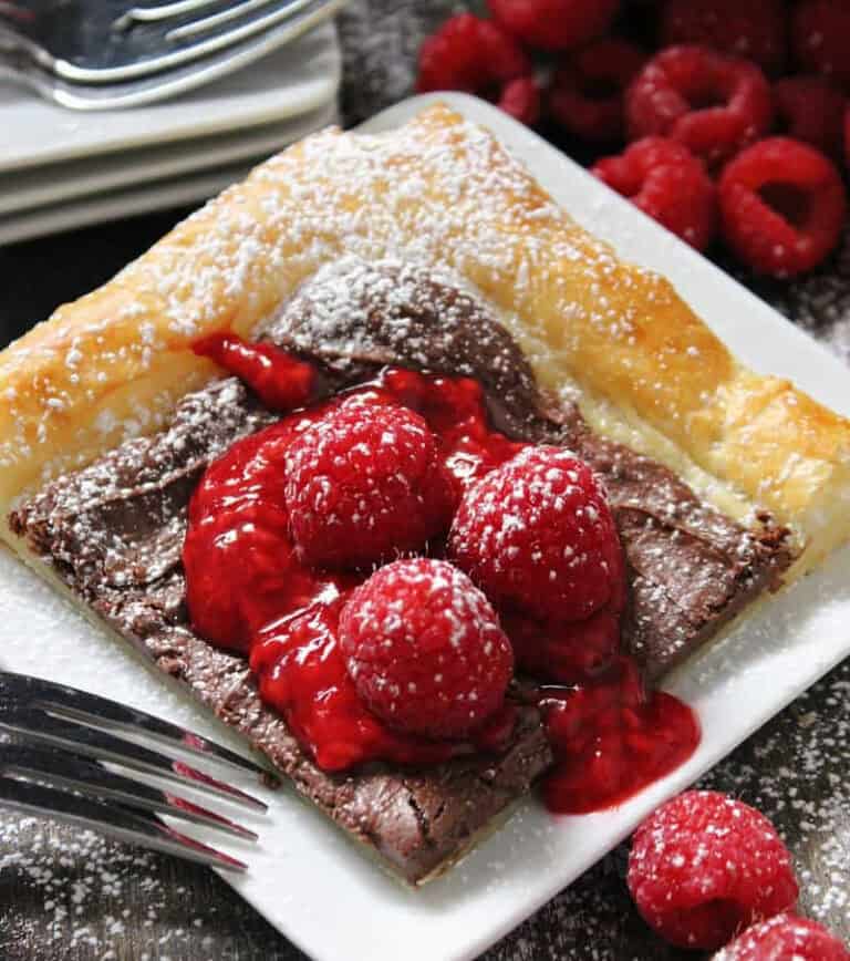 Nutella Puff Pastry with raspberry sauce - A Gouda Life