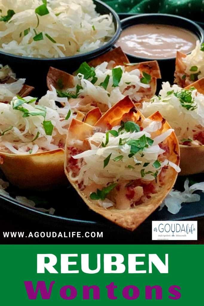 Reuben Wonton Cups - easy 2-bite appetizer - A Gouda Life